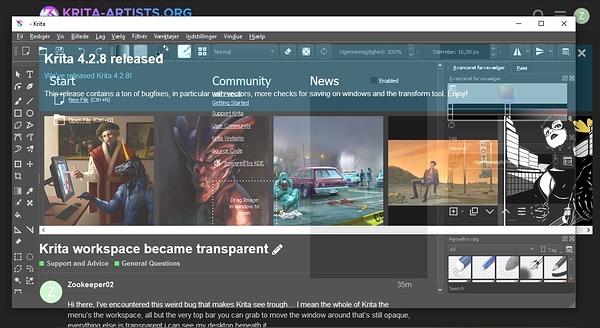 Krita workspace became transparent - General Questions - Krita Artists