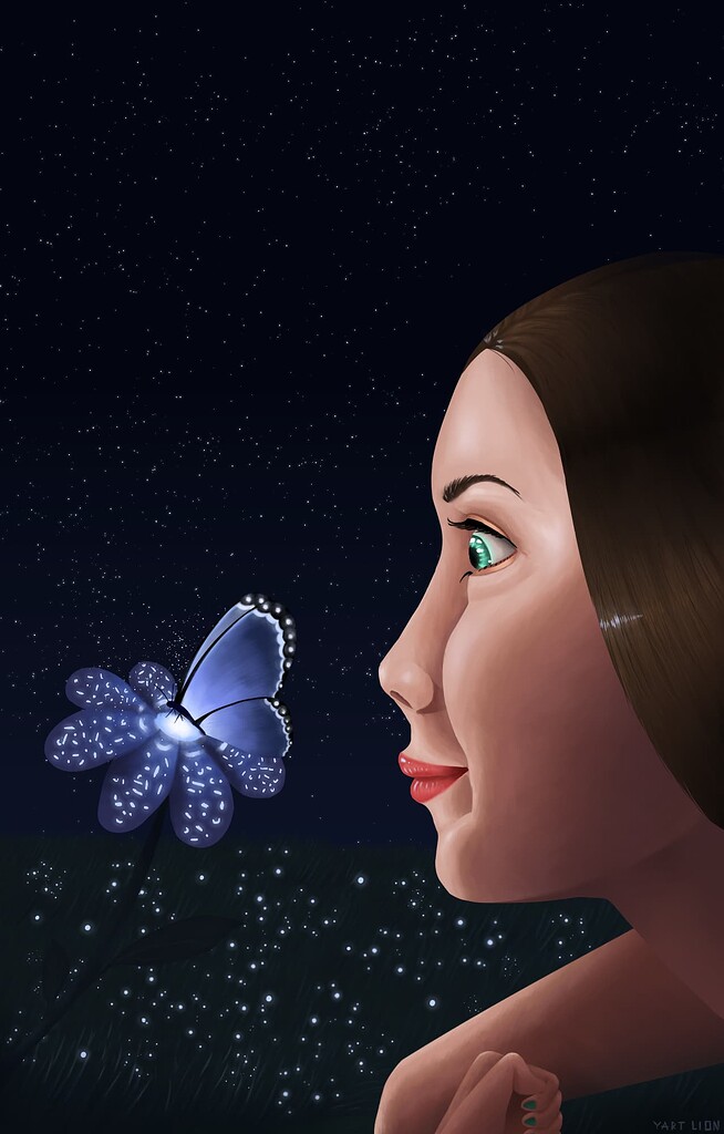 Moon butterfly and girl - Finished Artworks - Krita Artists