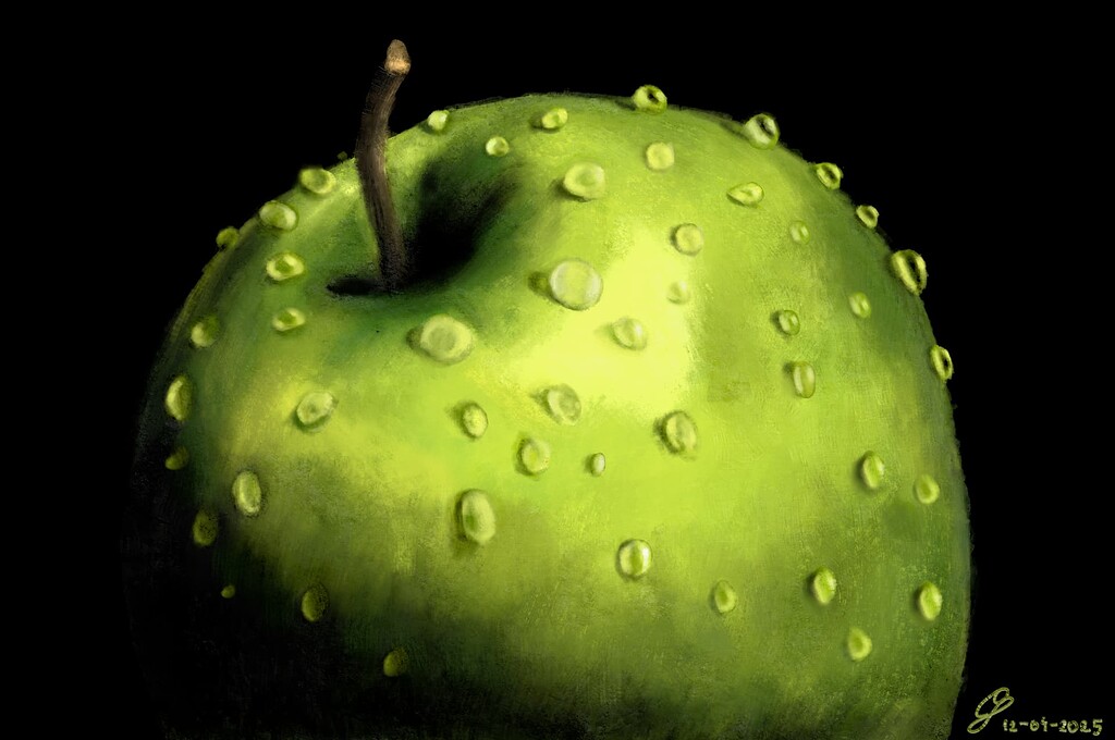 Green Apple with drops of water - Finished Artworks - Krita Artists