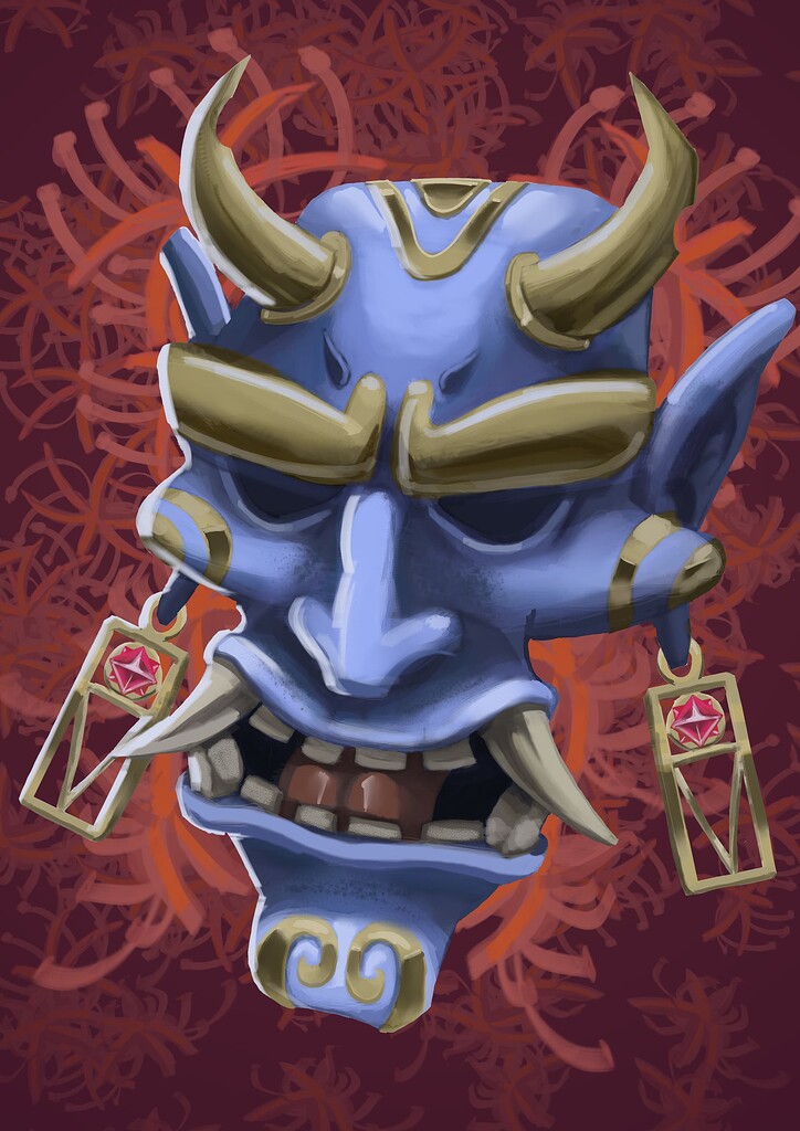 Oni Mask painting ( new user ) - Finished Artworks - Krita Artists