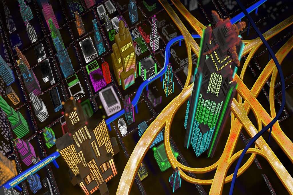 Sad but strong two, cityscape at sunset - Finished Artworks - Krita Artists