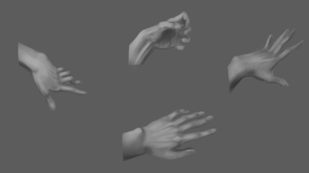 Hands value study - Finished Artworks - Krita Artists