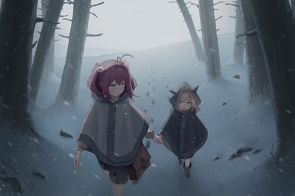 Snow､ foreset and girls - Finished Artworks - Krita Artists