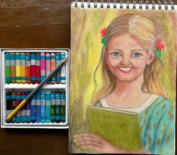 Smiling girl portrait painting with oil pastels - Traditional - Krita ...