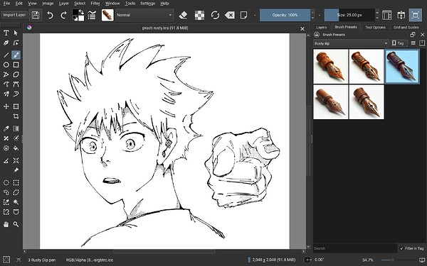 Brush set : Rusty Dip pens - traditional inking Simulation for manga ...