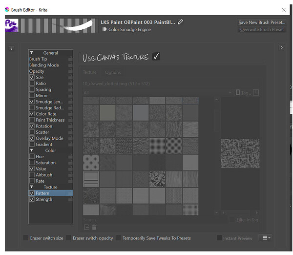 Canvas Background Pattern & Brush "Use Canvas Texture" setting ...