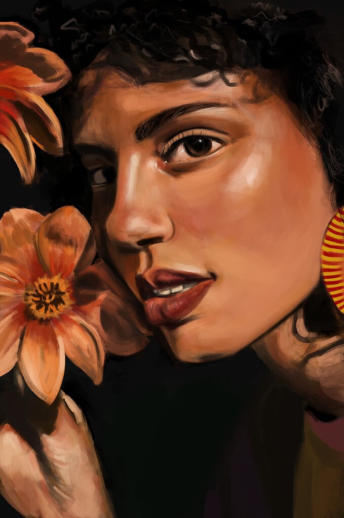 Flowers held by a Beauty - Finished Artworks - Krita Artists