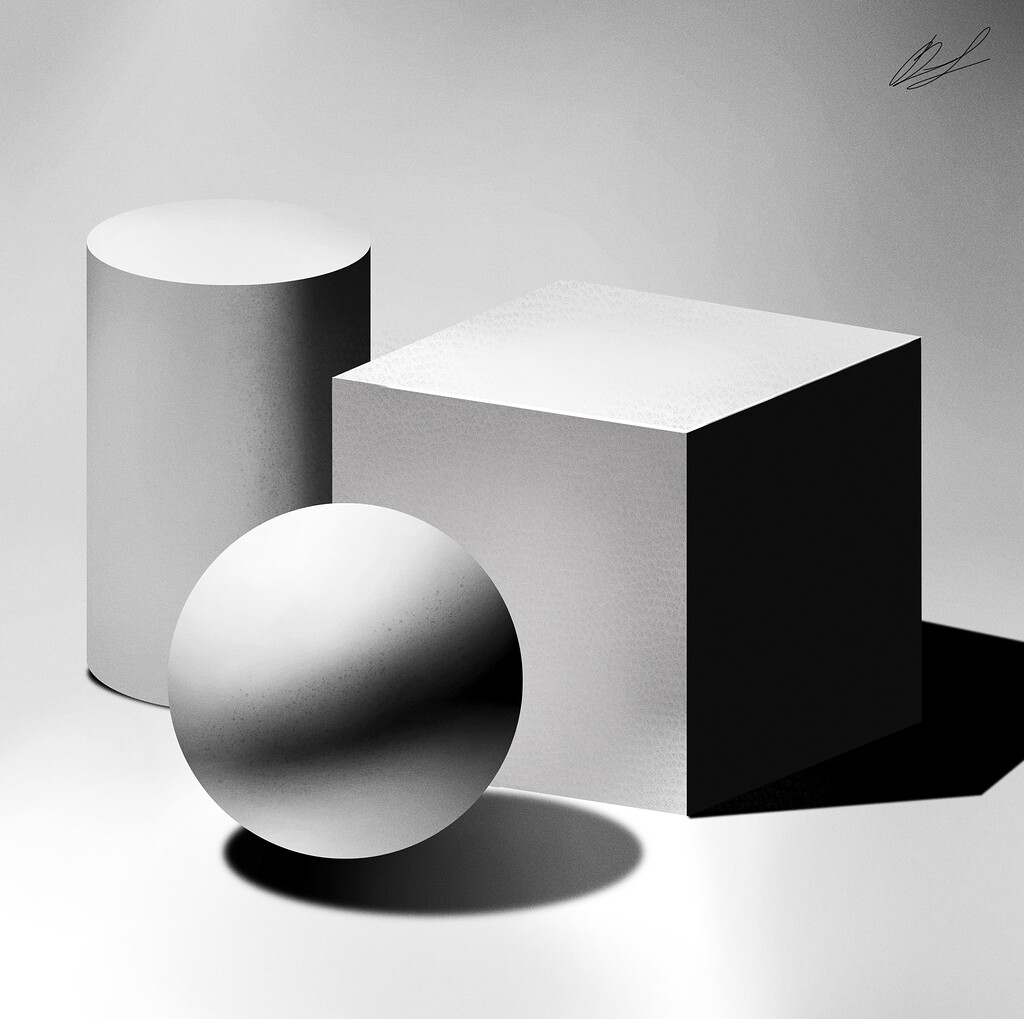 Still Life Cylinder Sphere Cube - Finished Artworks - Krita Artists
