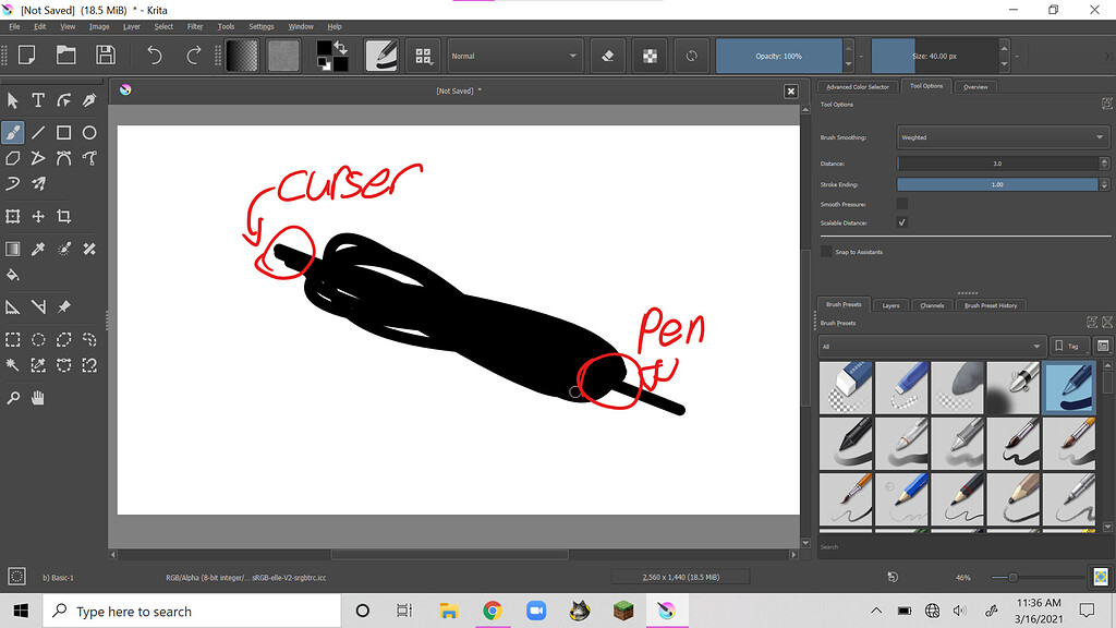 Pen isn't lining up - Input Device Support - Krita Artists
