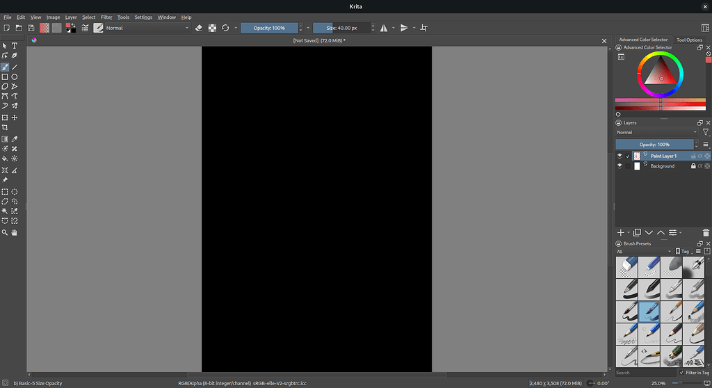 Krita drawing space completely black - General Questions - Krita Artists