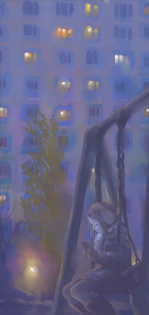 City yard. Autumn, evening - Finished Artworks - Krita Artists