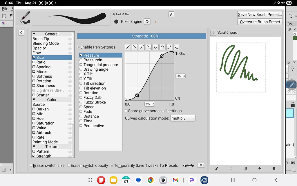 Looking for Others Krita Brush Pressure Setting on a Samsung Tab 8 ...