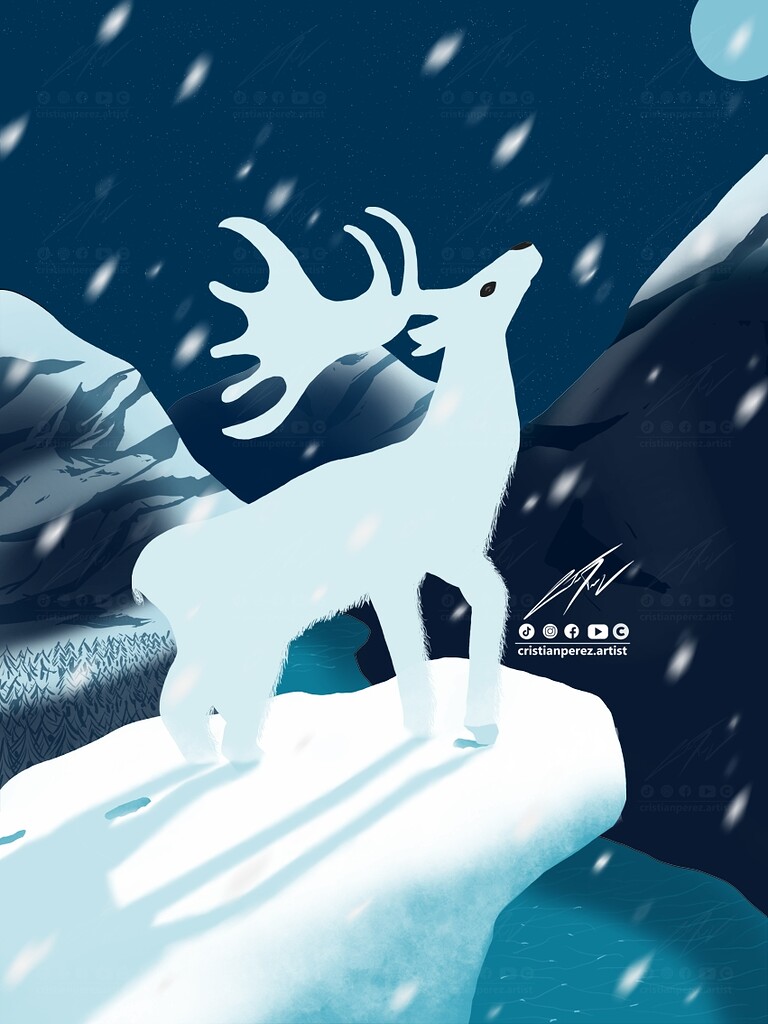 White Snow Reindeer - Finished Artworks - Krita Artists