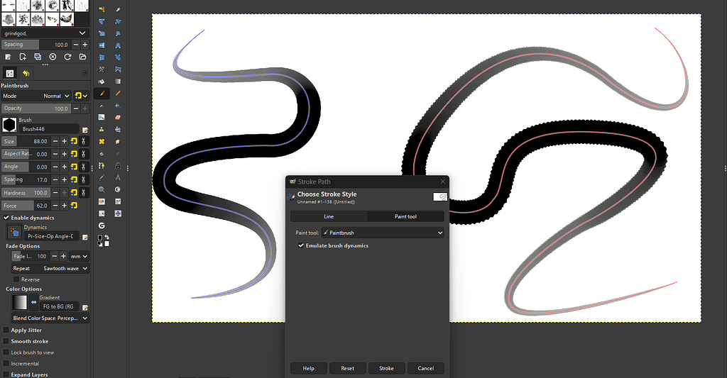 Add an option to simulate/ emulate the brush chosen for Bezier Curve ...