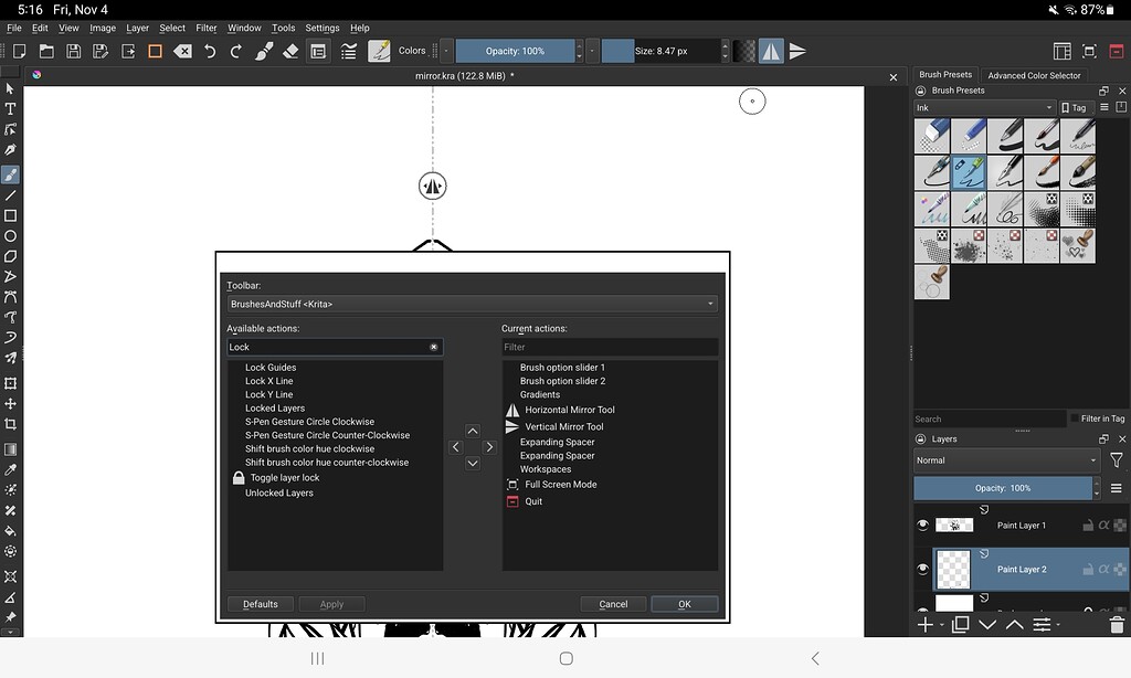 Mirror tool options? - Mobile & Tablets platform - Krita Artists
