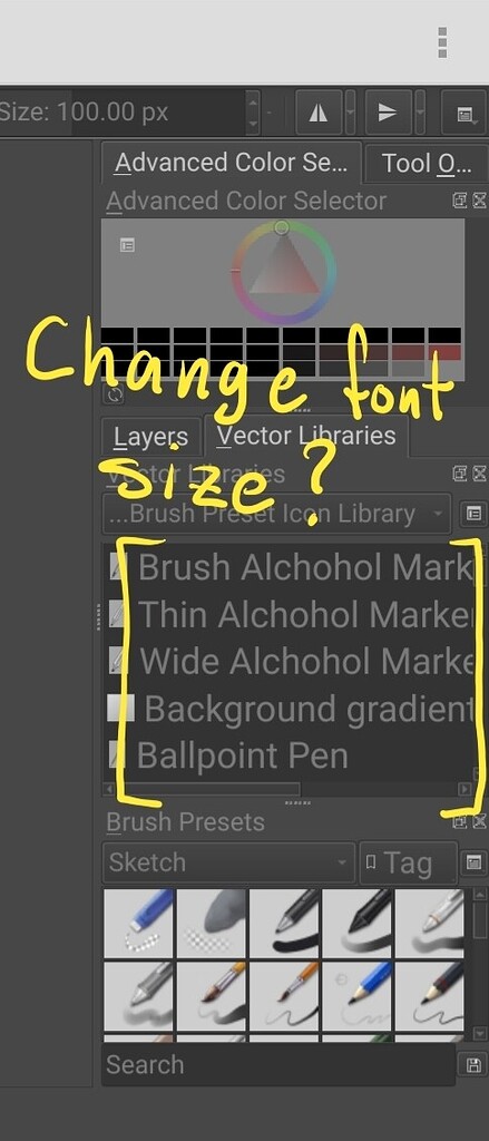 Where to adjust font size of the UI elements? - Input Device Support ...