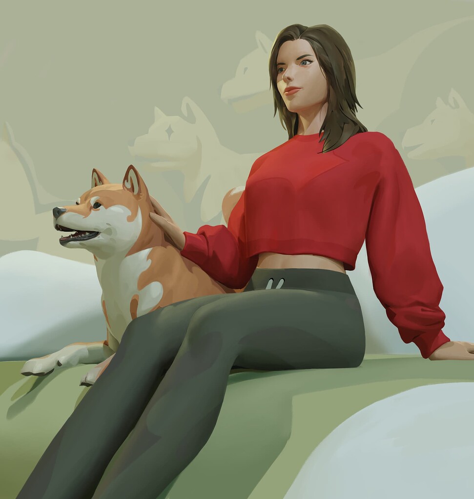 Inu&Girl+(process) - Finished Artworks - Krita Artists