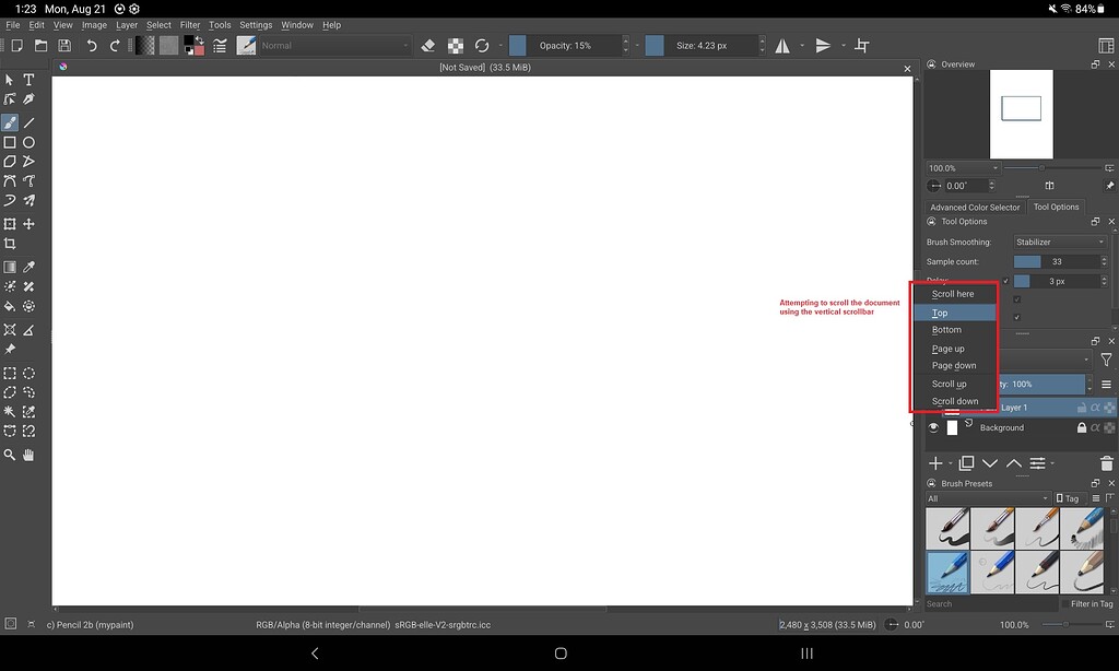 Android - Using stylus to drag scrollbars or sliders often triggers the ...