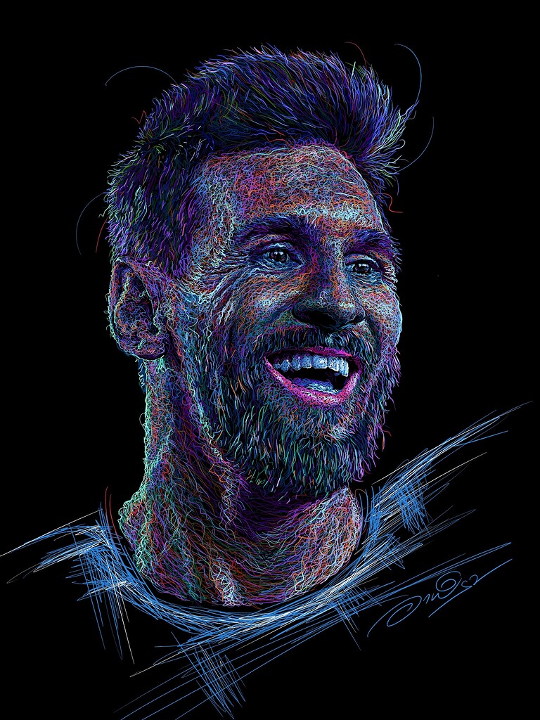 Scribble portrait.. Leo Messi.. using Ink-4 pen rough - Finished ...