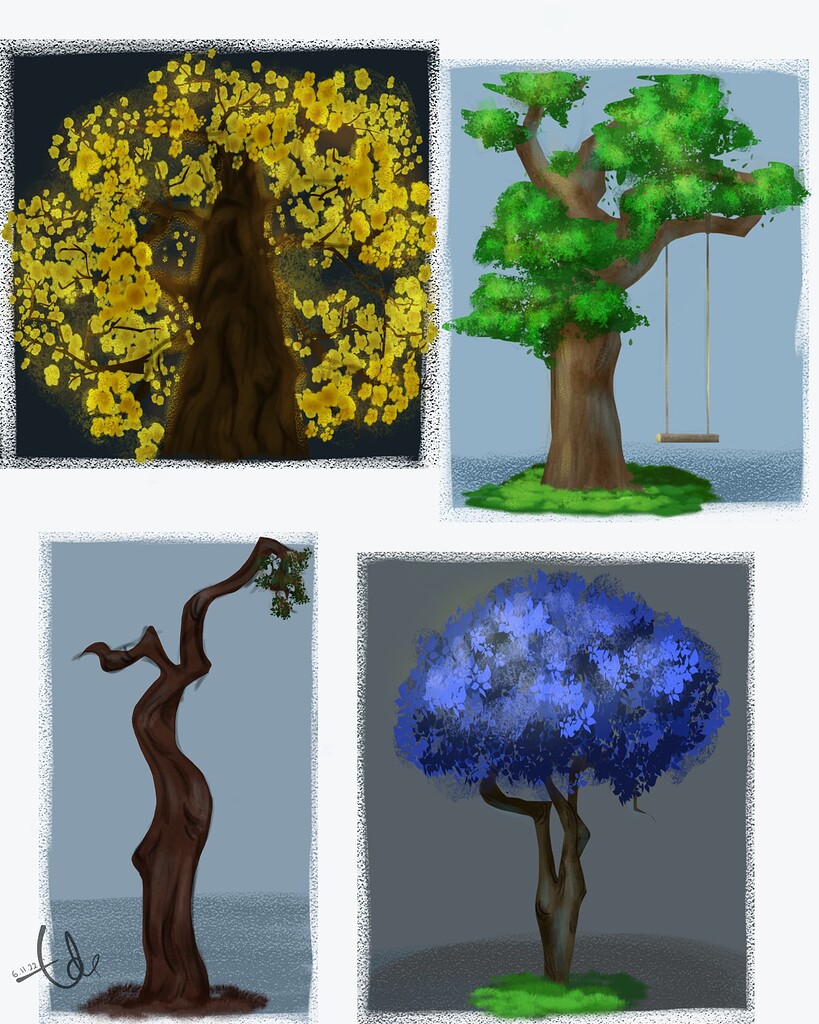 Stylized trees drawing - Finished Artworks - Krita Artists