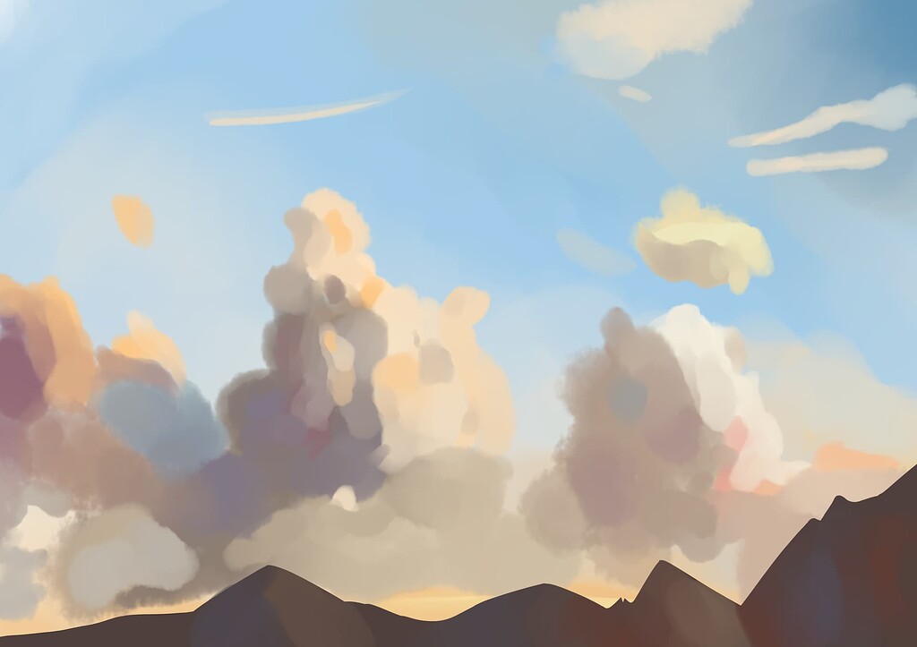 Sky and Cloud - How do you draw color blocks? - sketchbook - Krita Artists