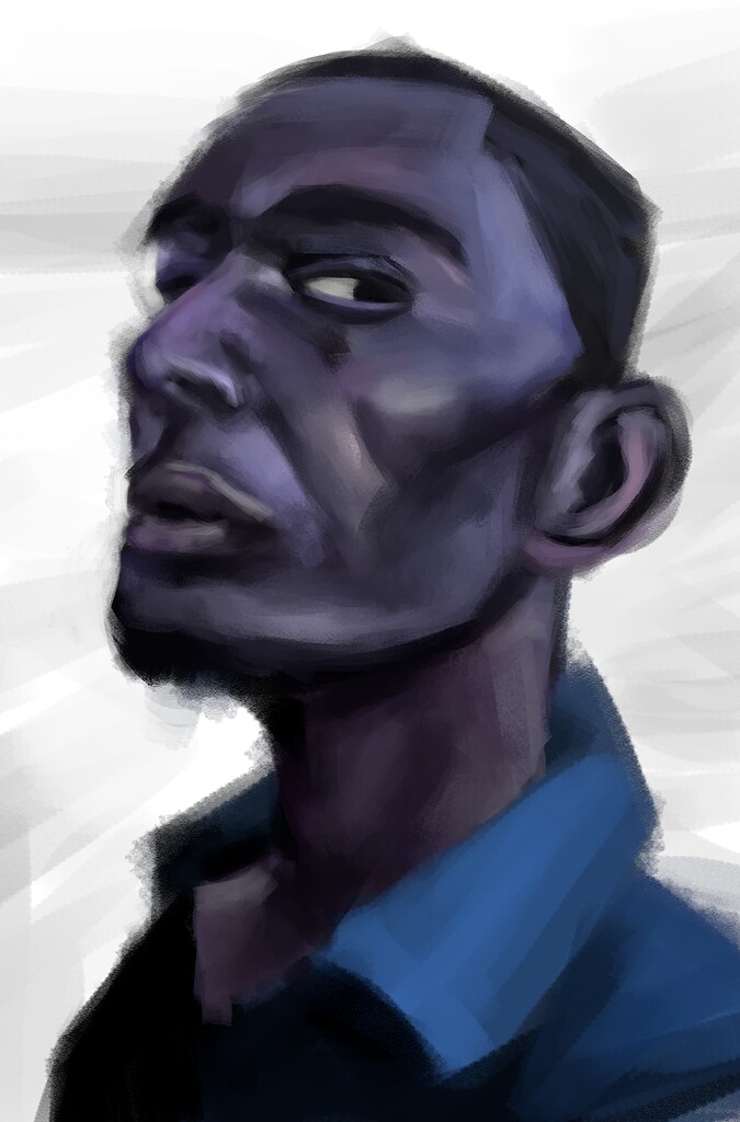 Portrait face rendering 5- blue - Finished Artworks - Krita Artists