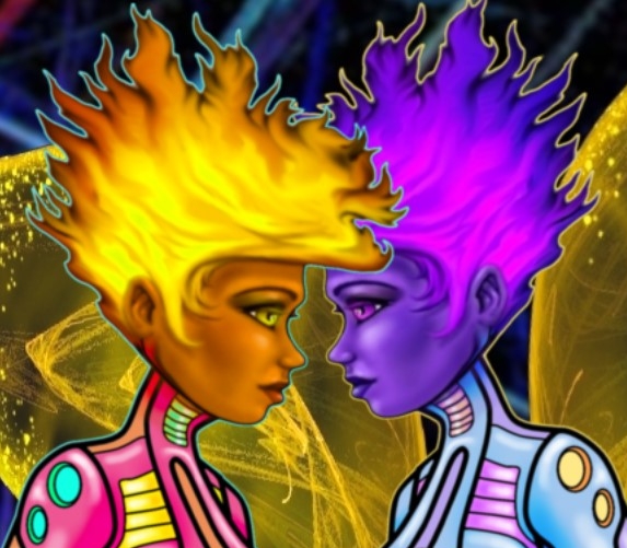 Fem-Bot Pixie Fire Twins - Finished Artworks - Krita Artists