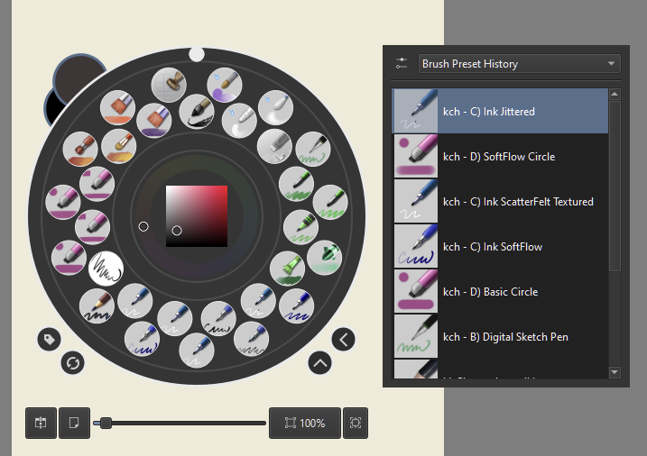 Krita right-click dialogue to last used brushes instead of default ...
