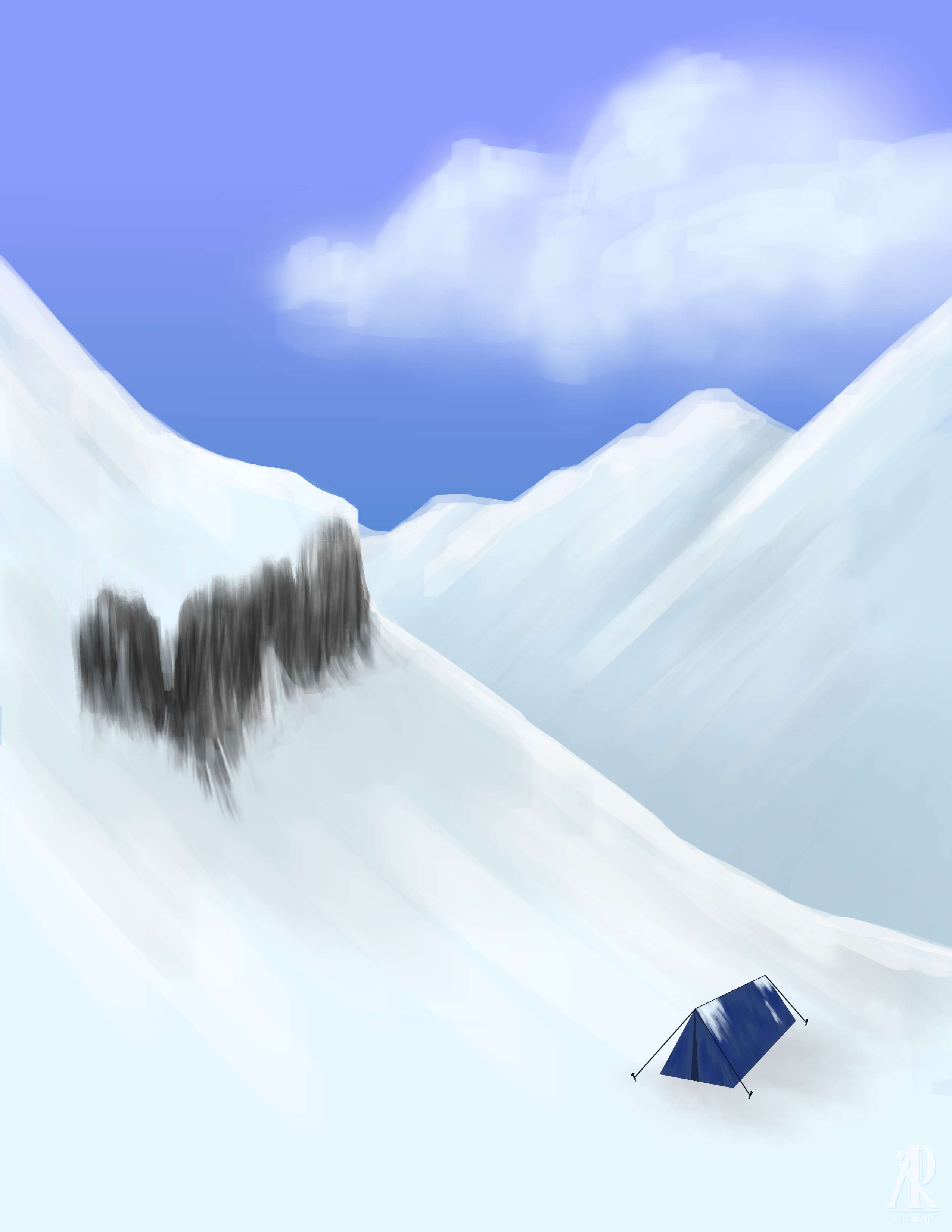 Snow Mountain and camp - Finished Artworks - Krita Artists