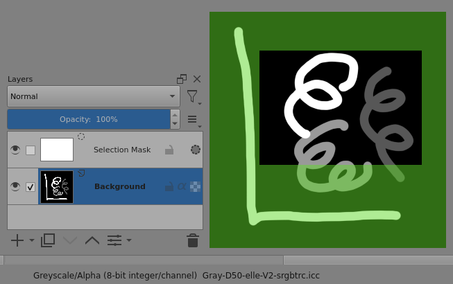 Selection mask unselected zone color should not adhere to colorspace ...