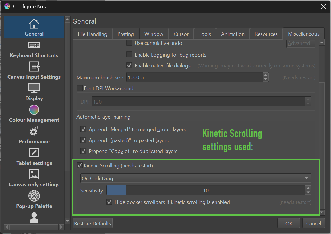 Krita 5.3 (git 34f6765) - UI "On Canvas Brush Editor docker" does not ...