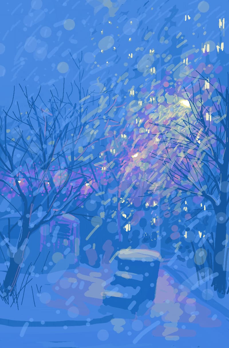 Snowfall in the city - Finished Artworks - Krita Artists