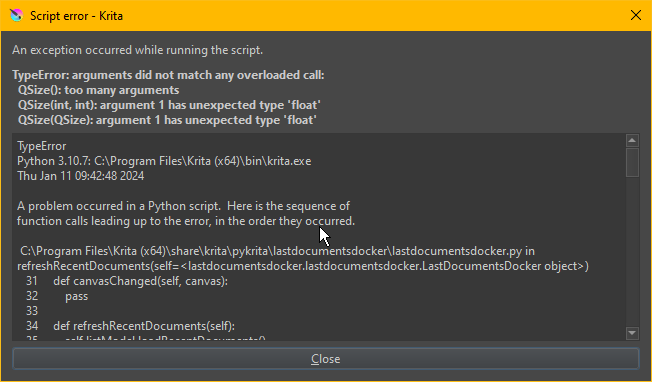 Last Documents Docker - Script error - Krita 5.2.0 / 5.2.2 - Artists ...