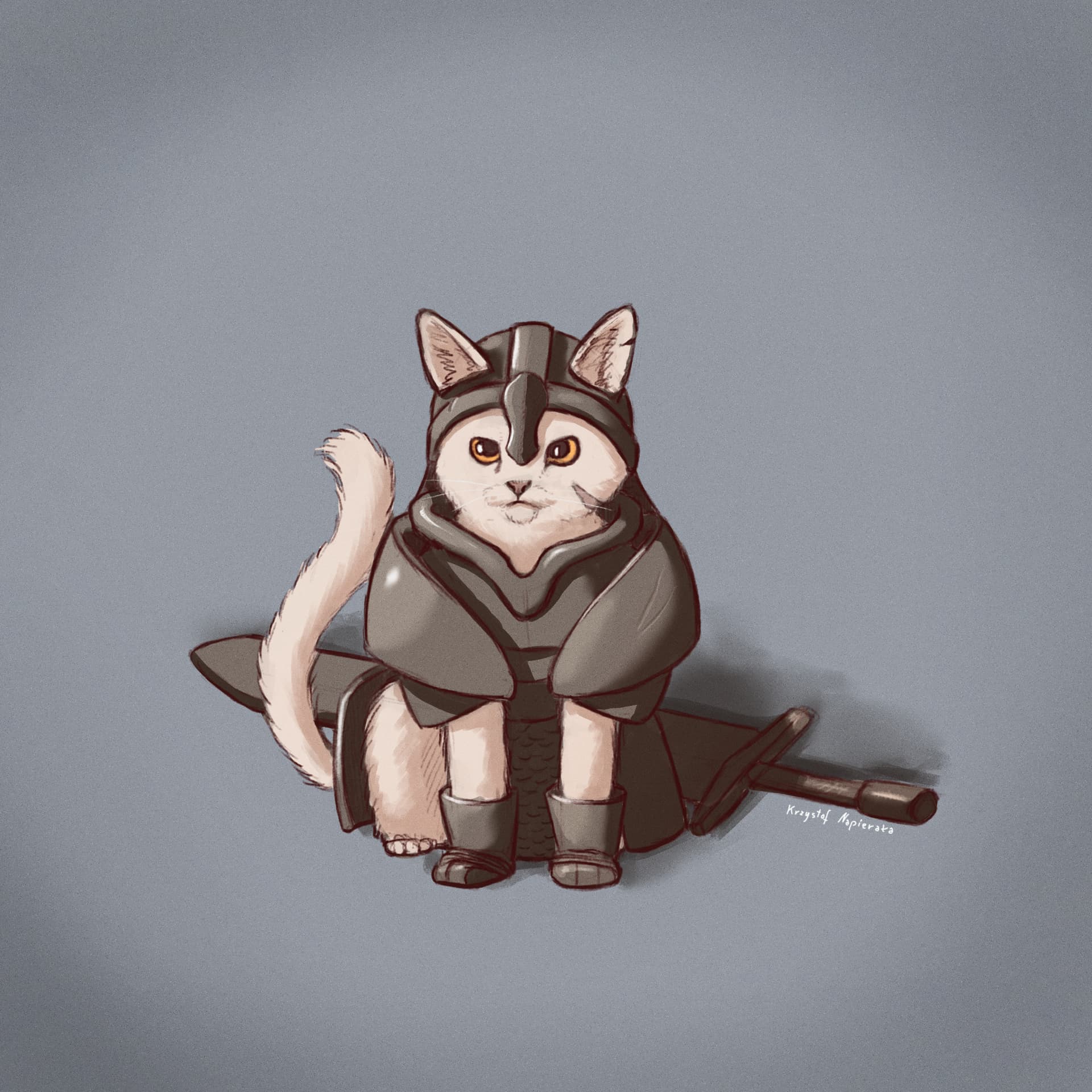 Sir Meowthur, the cat knight - Finished Artworks - Krita Artists