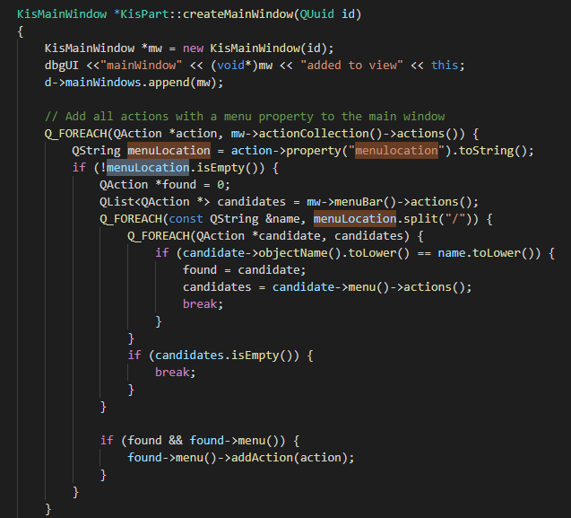 How to add action under custom root menu - Plugins Development - Krita ...
