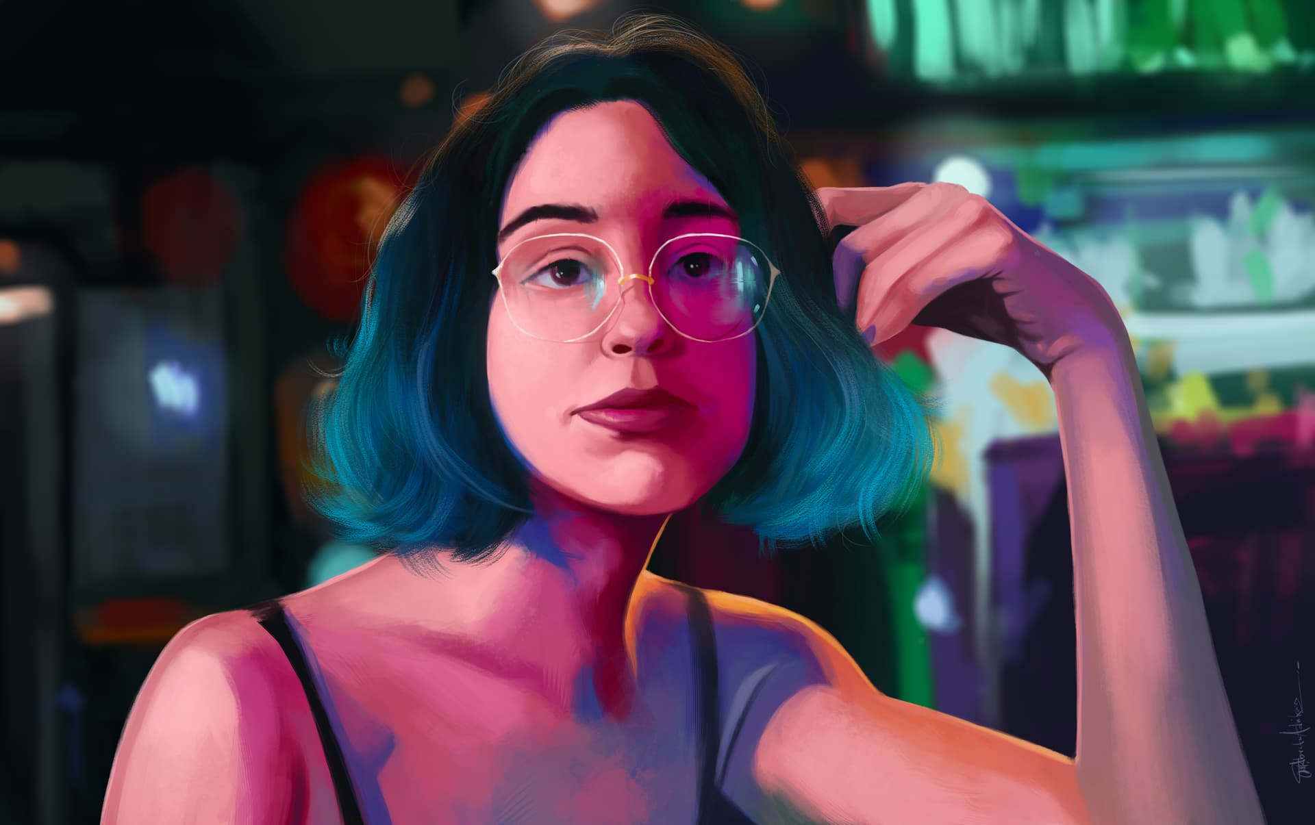 'A girl at the bar" | digital painting in krita - Finished Artworks ...