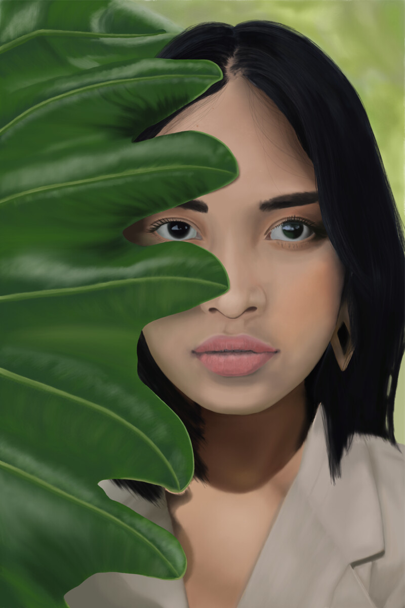 Girl behind leaf - Feel free to critic - Finished Artworks - Krita Artists