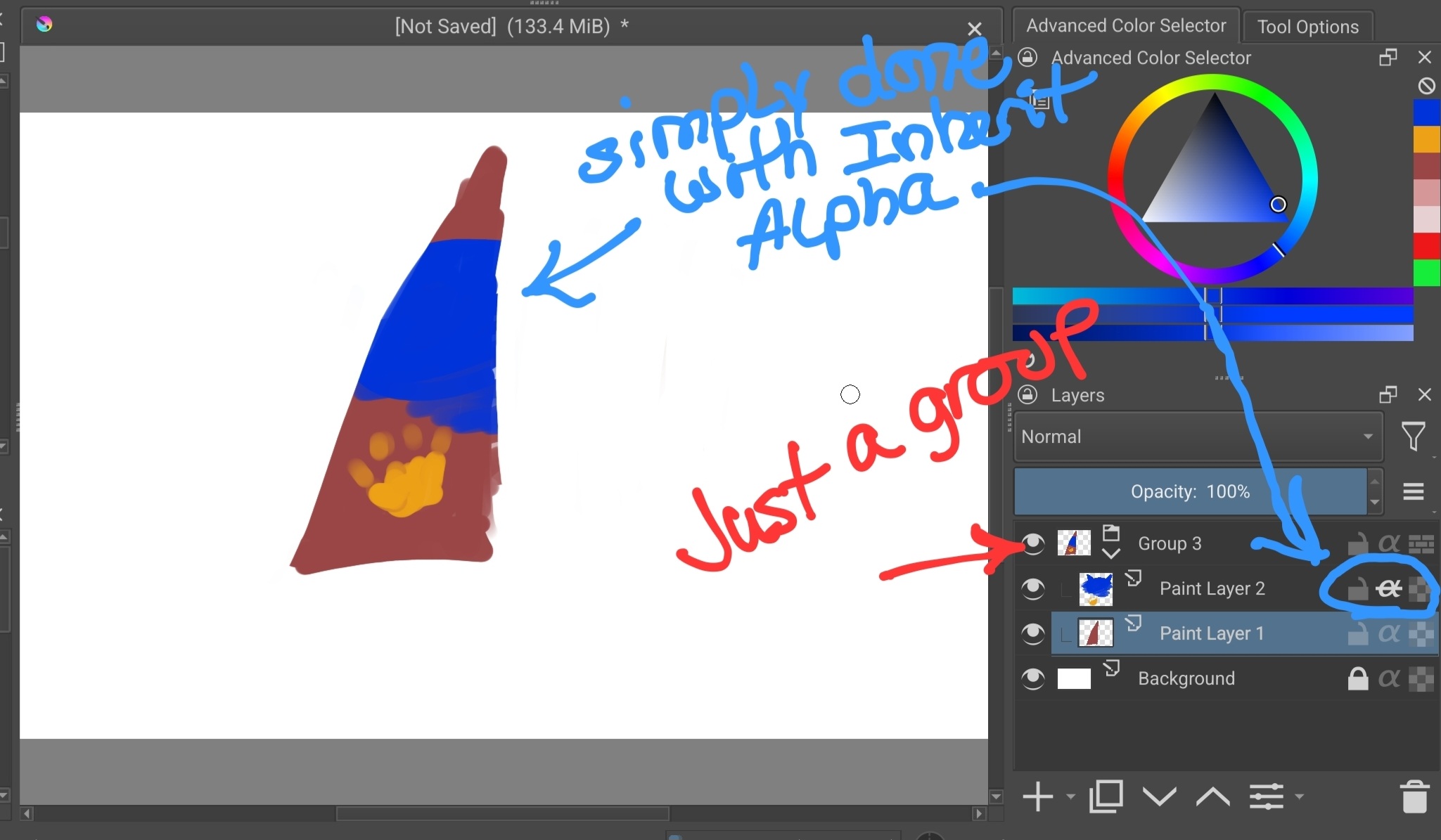 Alpha inheritence but skip over a layer? - General Questions - Krita ...
