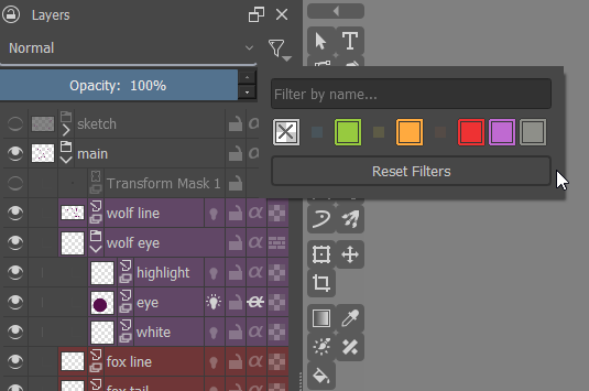 Filter layers on timeline by assigned color - Feature Requests - Krita Artists
