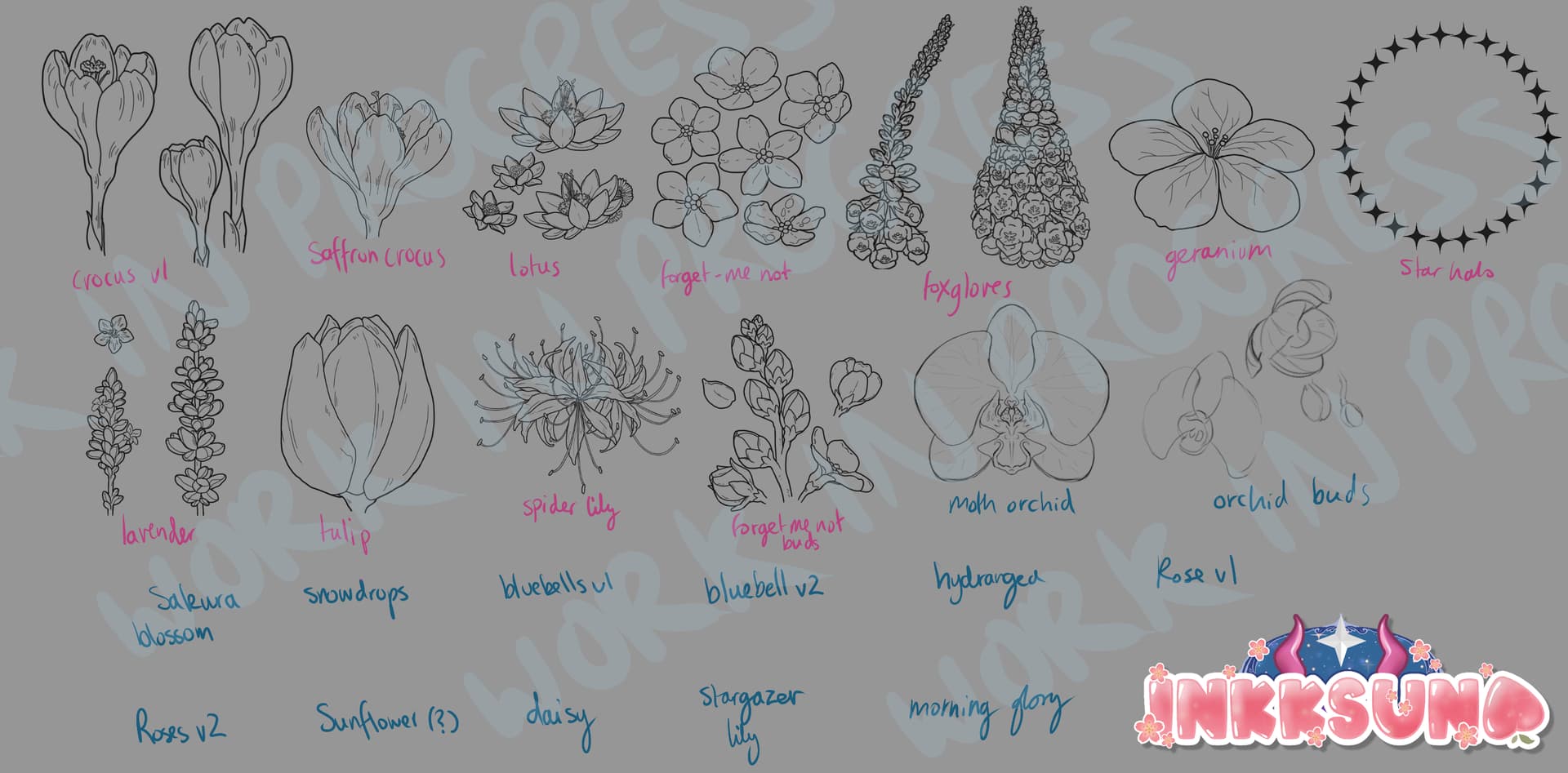 Flower brush bundle (WIP) - Resources - Krita Artists