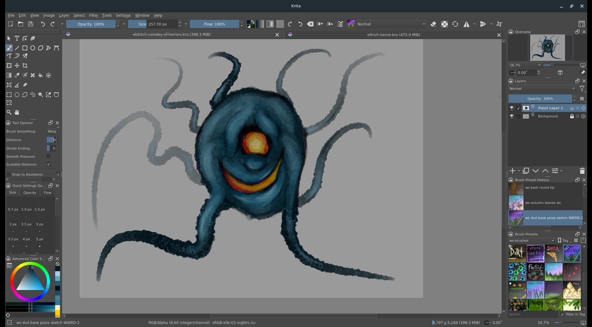 I was making an "Eltrich horror" brush, for fun, and this is my quick ...