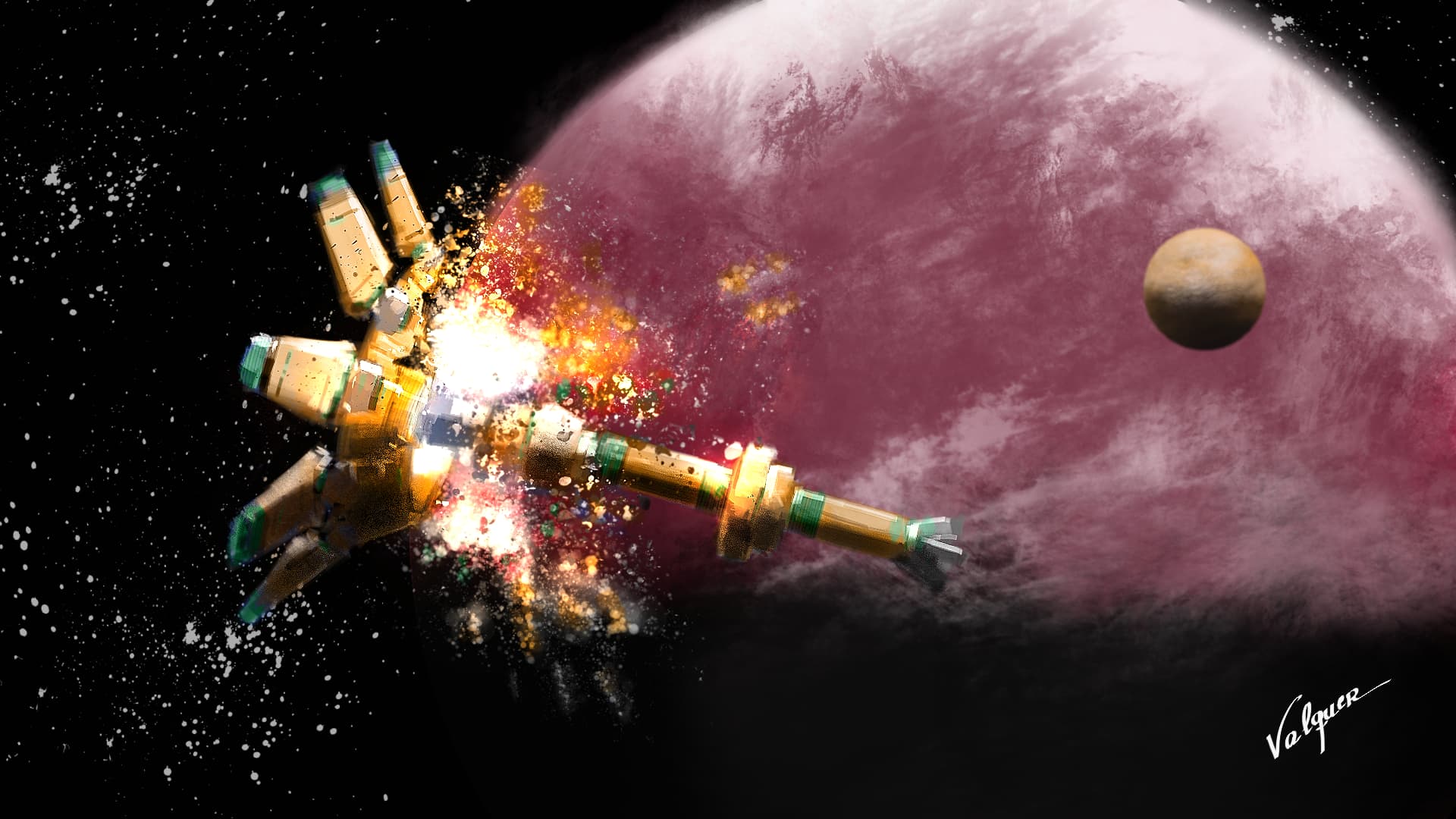 Exploding space station on another solar system - Finished Artworks ...