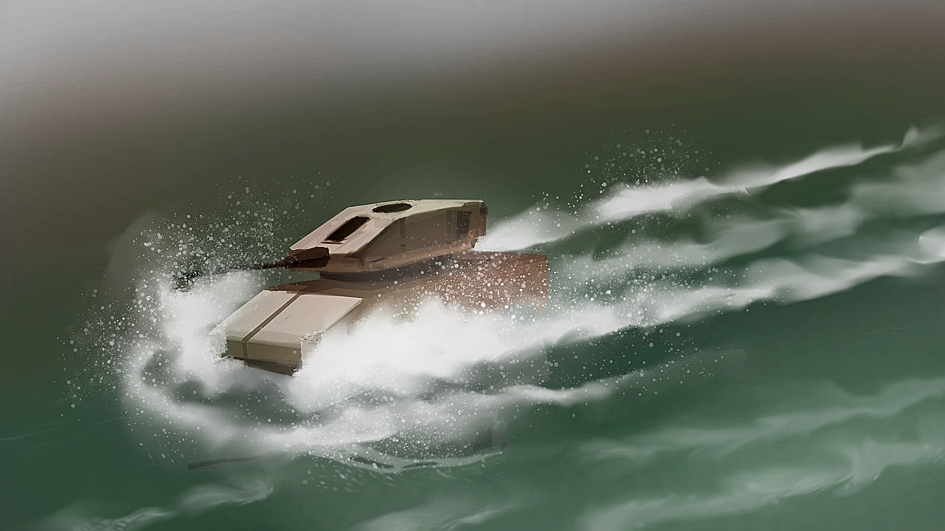 Tank Crossing Water (Quick Sketch - 45 Minutes) - sketchbook - Krita ...