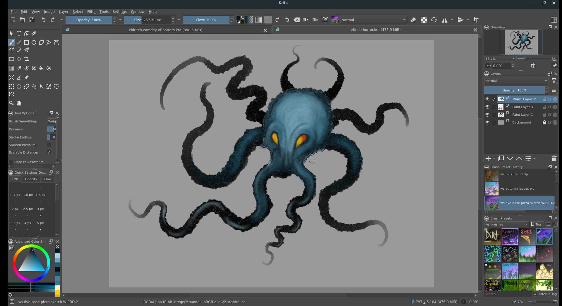 I was making an "Eltrich horror" brush, for fun, and this is my quick ...