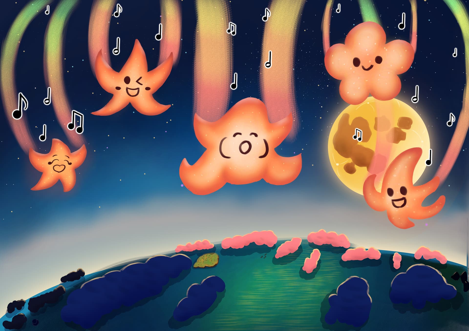 Falling singing stars - Finished Artworks - Krita Artists