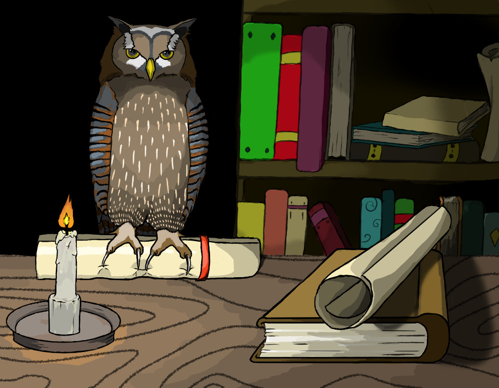 Owl in a library - Finished Artworks - Krita Artists