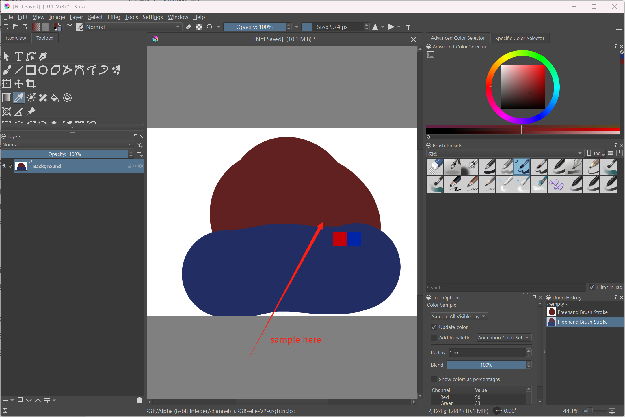 Color sampler previewer shows wrong color - General Questions - Krita ...