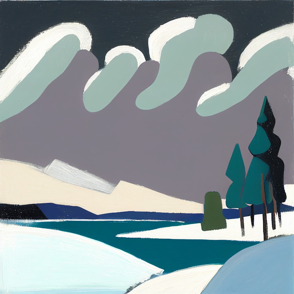 Another dull winter sky and snowy field and lake in Ontario - Finished ...