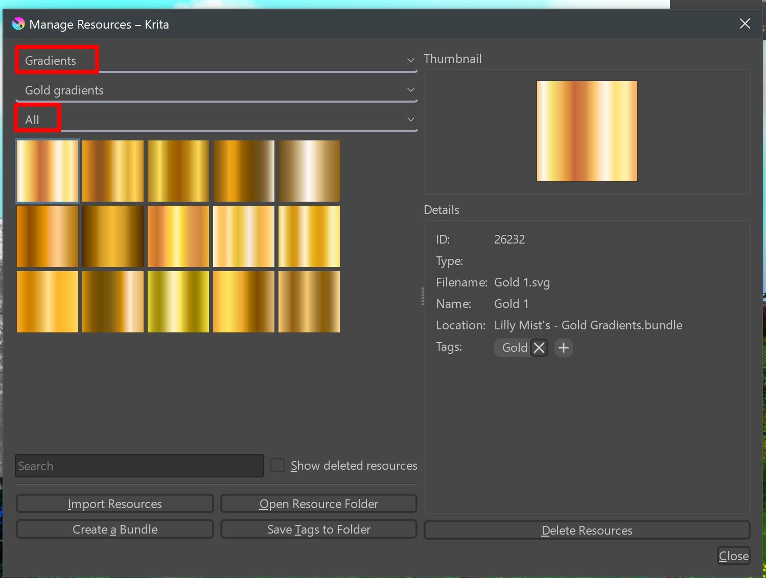 Gold and Pearl - Gradients set for Krita - Brushes and Bundles - Krita ...