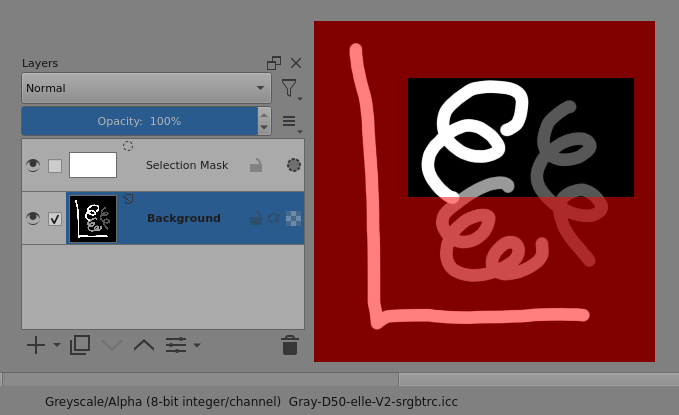 Selection mask unselected zone color should not adhere to colorspace ...